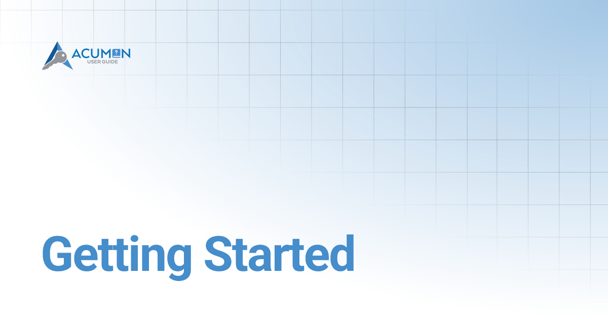 Getting Started | Acumen User Guide