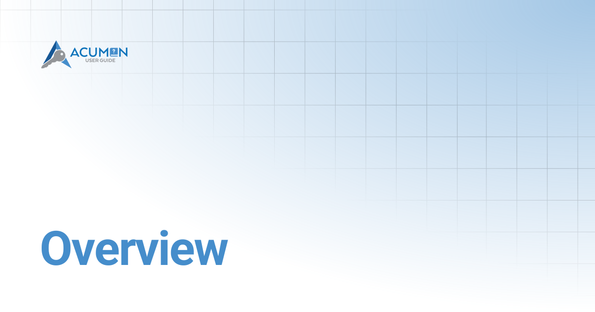 Overview | Acumen User Guide